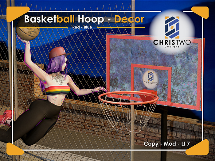Second Life Marketplace - Basketball Hoop - Red Blue - [Chris Two Designs]